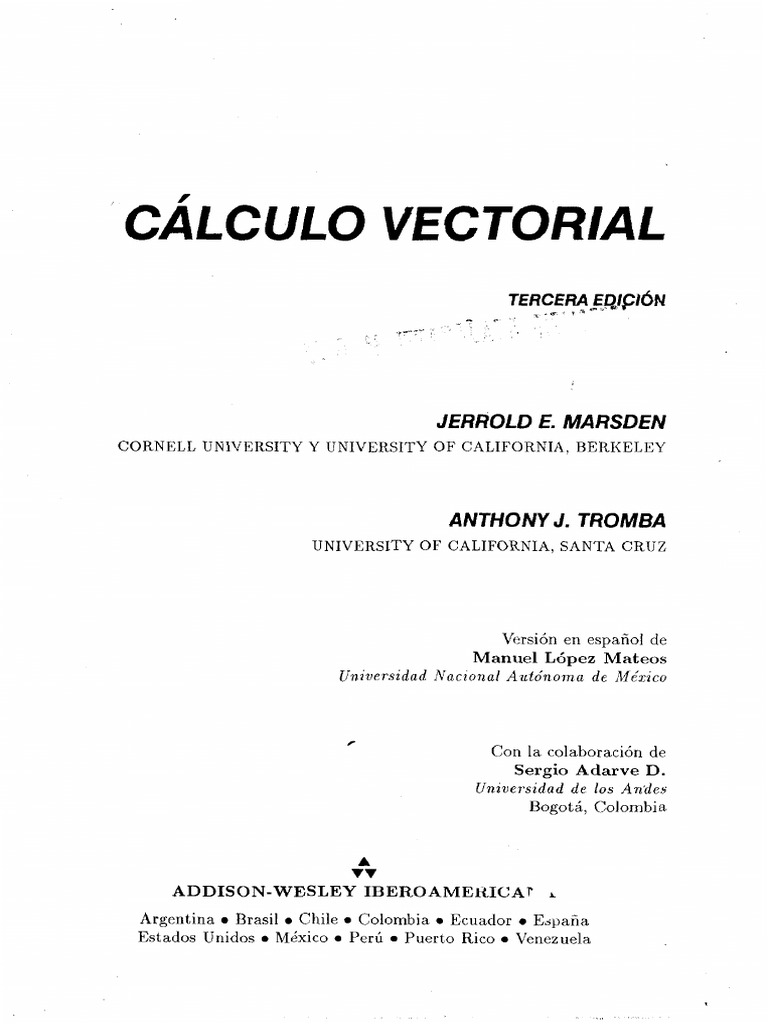Calculo Vectorial - Jerrold E. Marsden | PDF | Vector Euclidiano | Integral