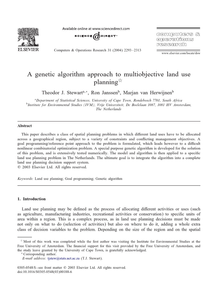 A Genetic Algorithm Approach To Multiobjective Landuse | PDF ... A Genetic Algorithm Approach To Multiobjective Landuse | PDF ...
