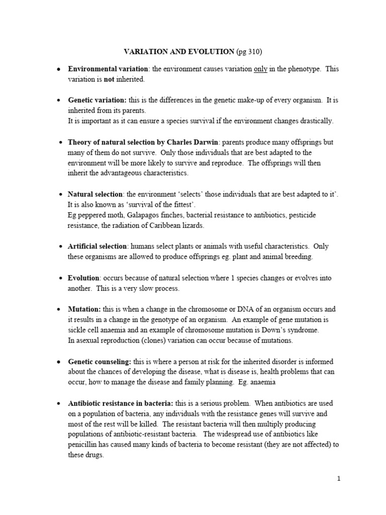 J) Variation and Evolution | PDF | Natural Selection | Genetic Engineering