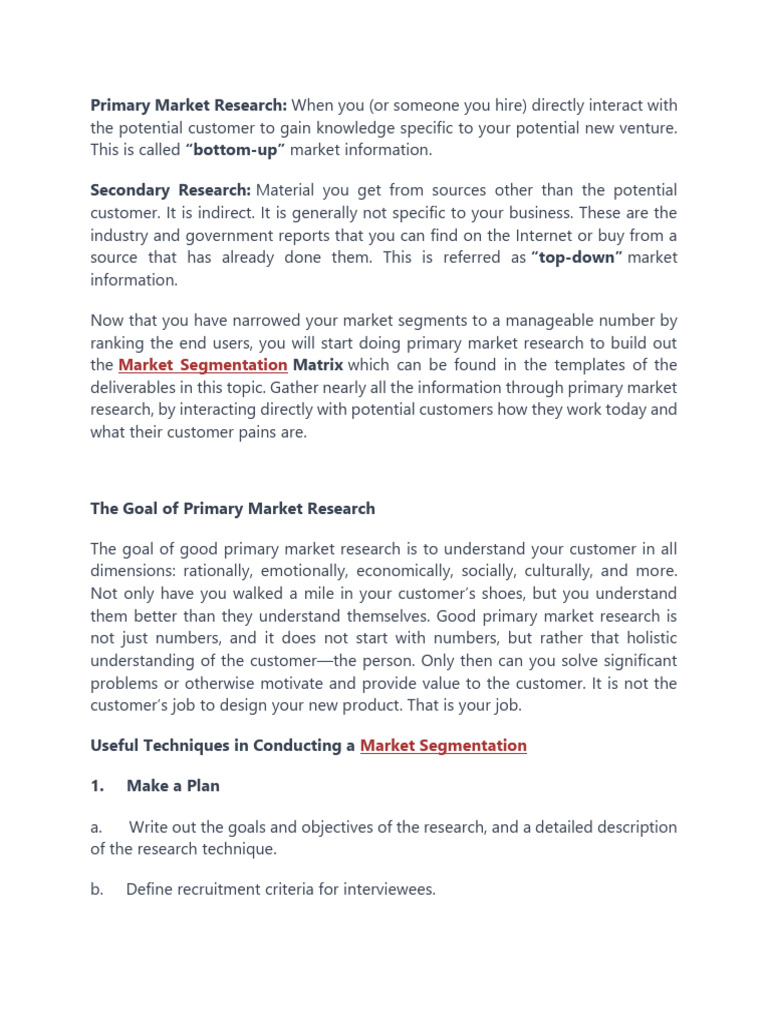 MS Phase 3 - Primary Market Research and Market Segmentation Matrix | PDF | Marketing Research ...
