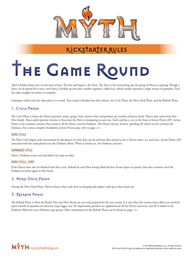 Myth - Rules Summary | PDF | Dice | Playing Cards