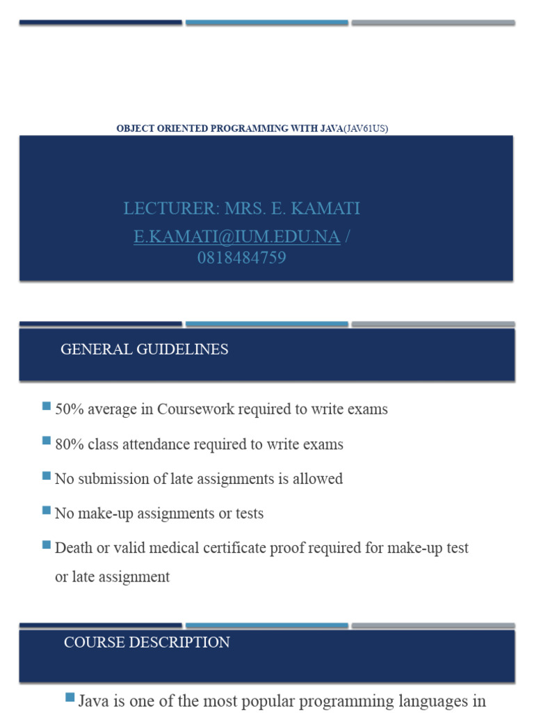 Lecture 1 Introduction To Object Oriented Programming Approach Pdf 