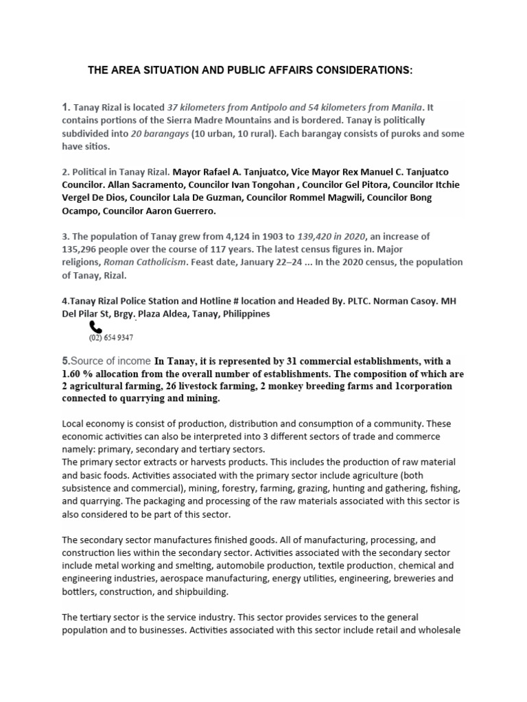 THE AREA SITUATION AND PUBLIC AFFAIRS CONSIDERATIONS (2) | PDF