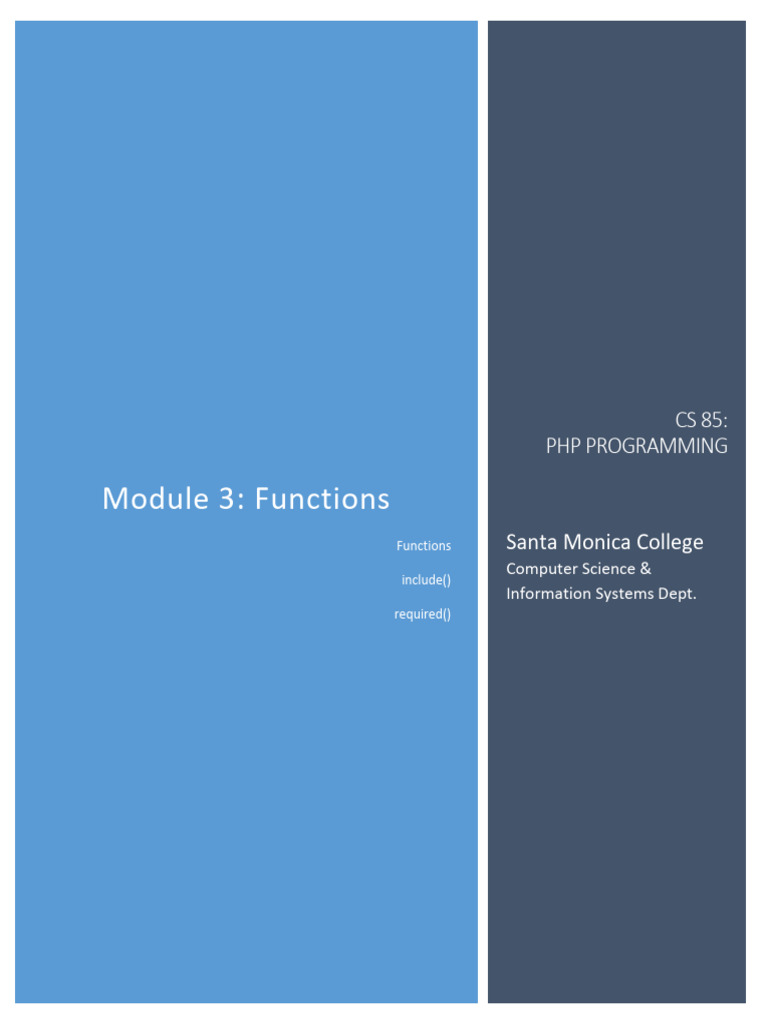 Module3 Functions Pdf Parameter Computer Programming Php 