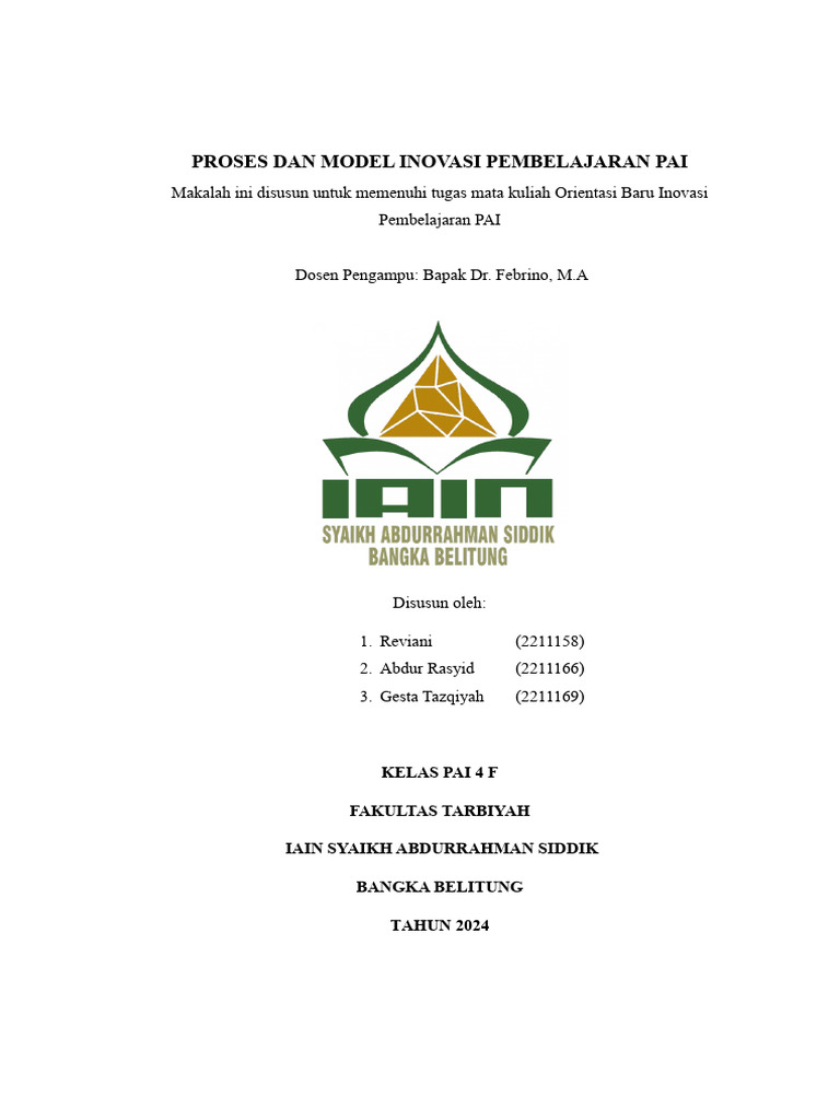 Kel. 3 Orintasi Baru Inovasi Pembelajaran Pai 4F | PDF