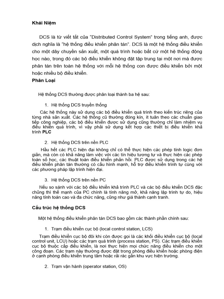 Khái Niệm: Cấu trúc hệ thống DCS | PDF
