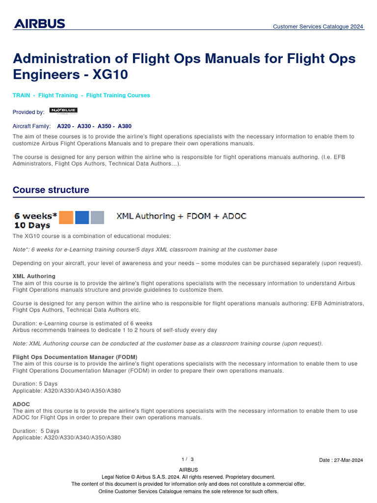 Flight Ops Manuals Training Catalogue | PDF | Airbus | Aviation