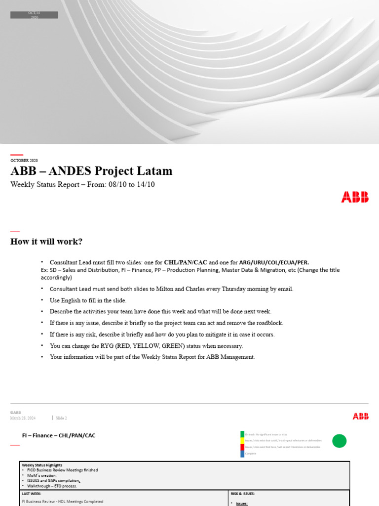 23 - 10 - 2020 - ANDES Project Weekly Status Report Finance | PDF ...
