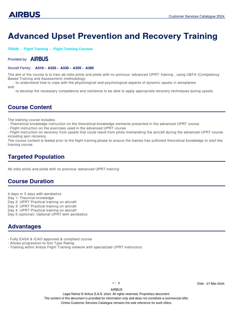 Advanced Upset Prevention and Recovery Training - 27032024 | PDF | Aircraft | Aviation