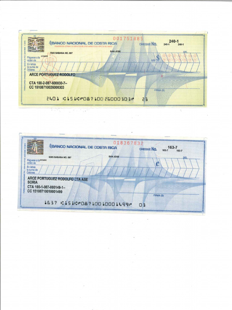 Ejemplos de cheques | PDF
