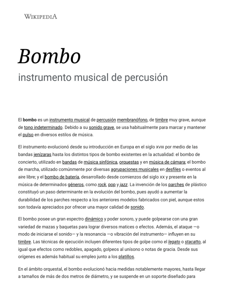 Tipos y características del bombo musical | PDF | Composiciones ...