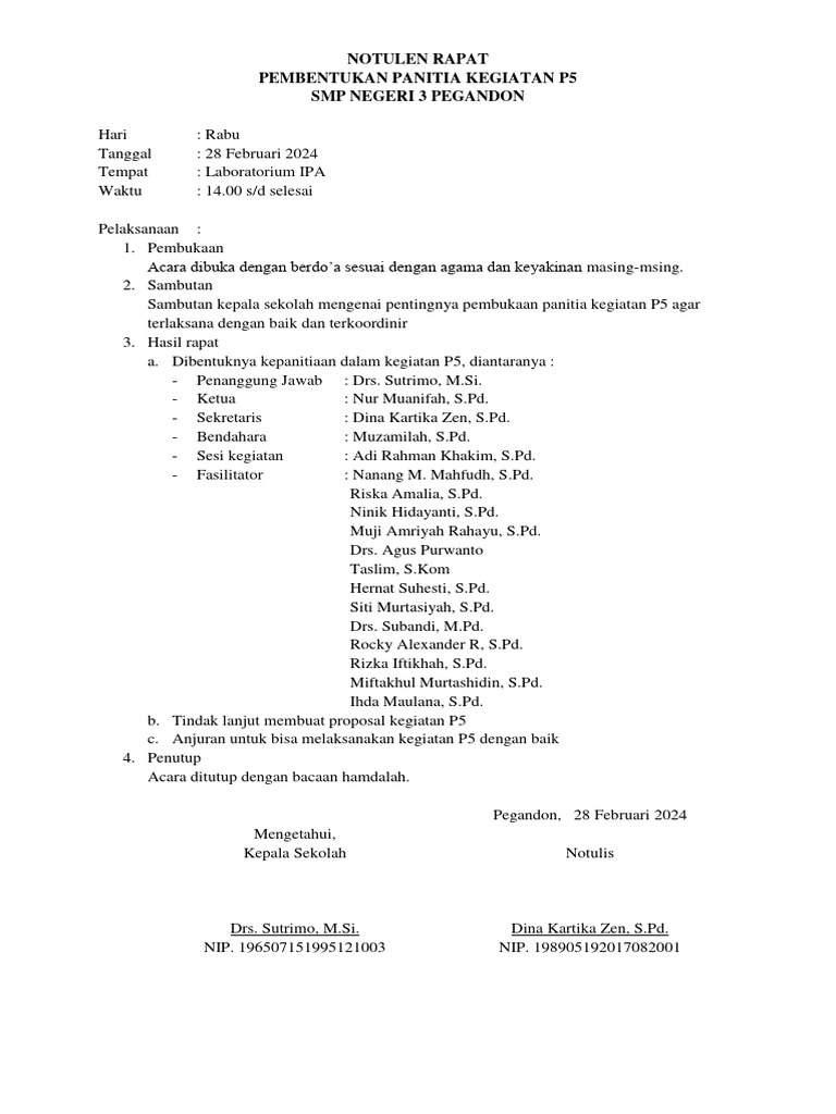Notulen Rapat P5 2024 | PDF
