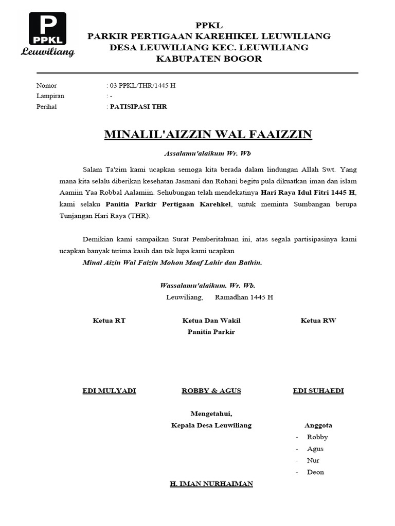 PPKL Parkir Pertigaan Karehkel Leuwiliang 1445 H 2023 | PDF
