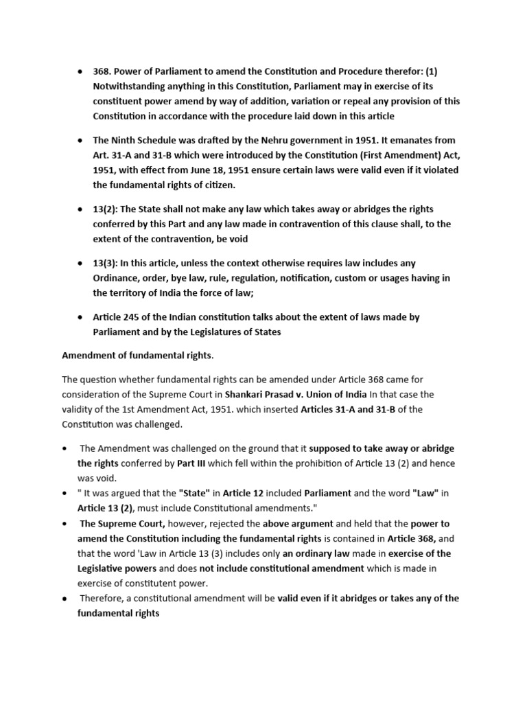 Amendment of fundamental rights | PDF | Constitutional Amendment ...