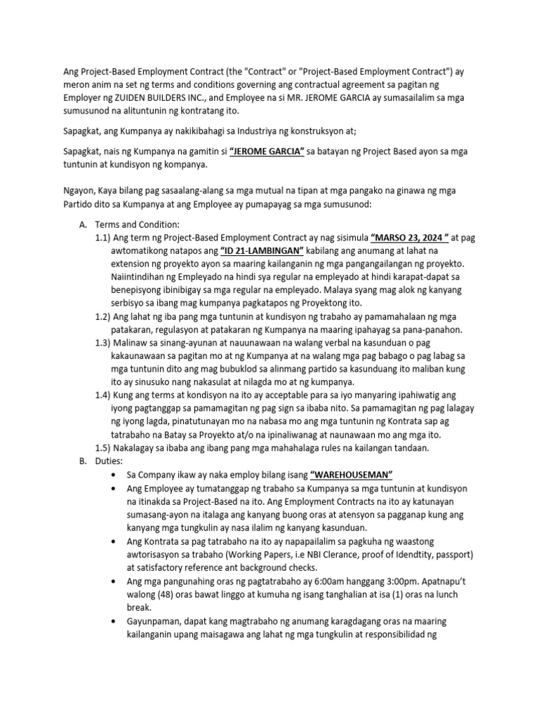 Zbi - Contract Jerome Garcia | PDF