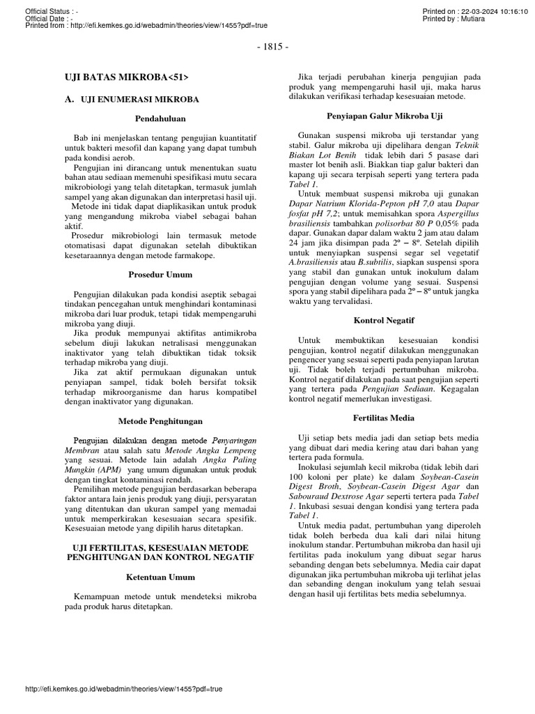 Uji Batas Mikroba 51 | PDF