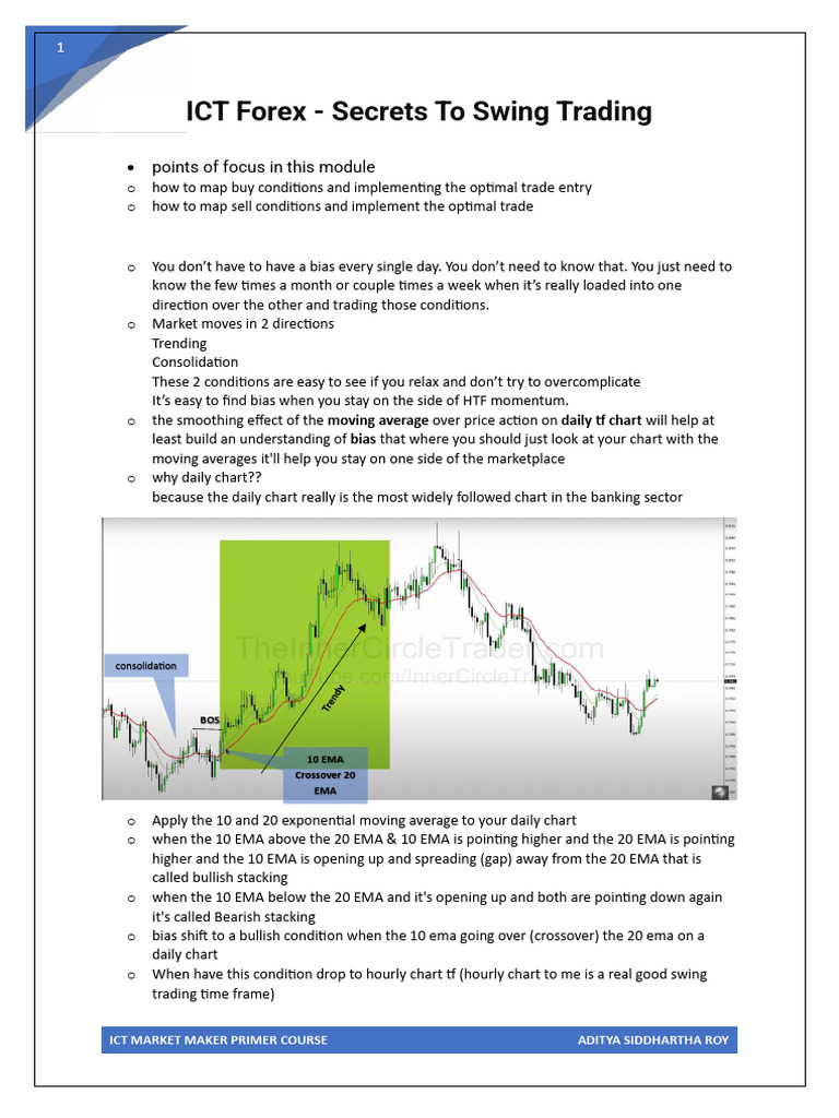 ICT Forex - Secrets To Swing Trading | PDF | Market Trend | Moving Average
