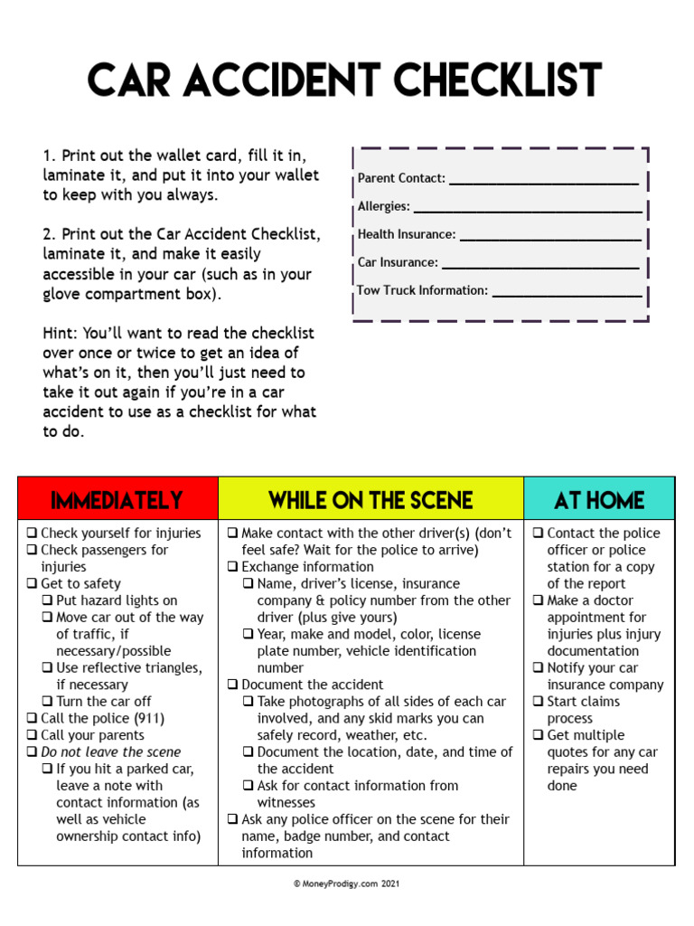 Car Accident Checklist | PDF