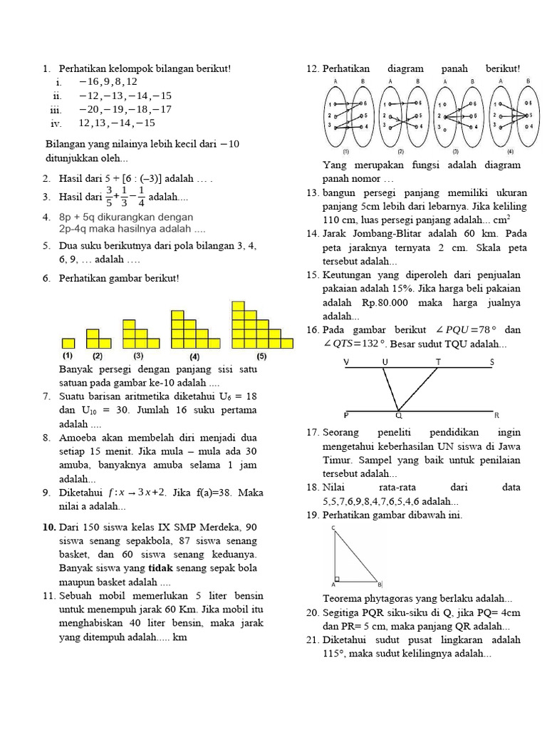 Latihan Soal Matematika Kelas Ix | PDF