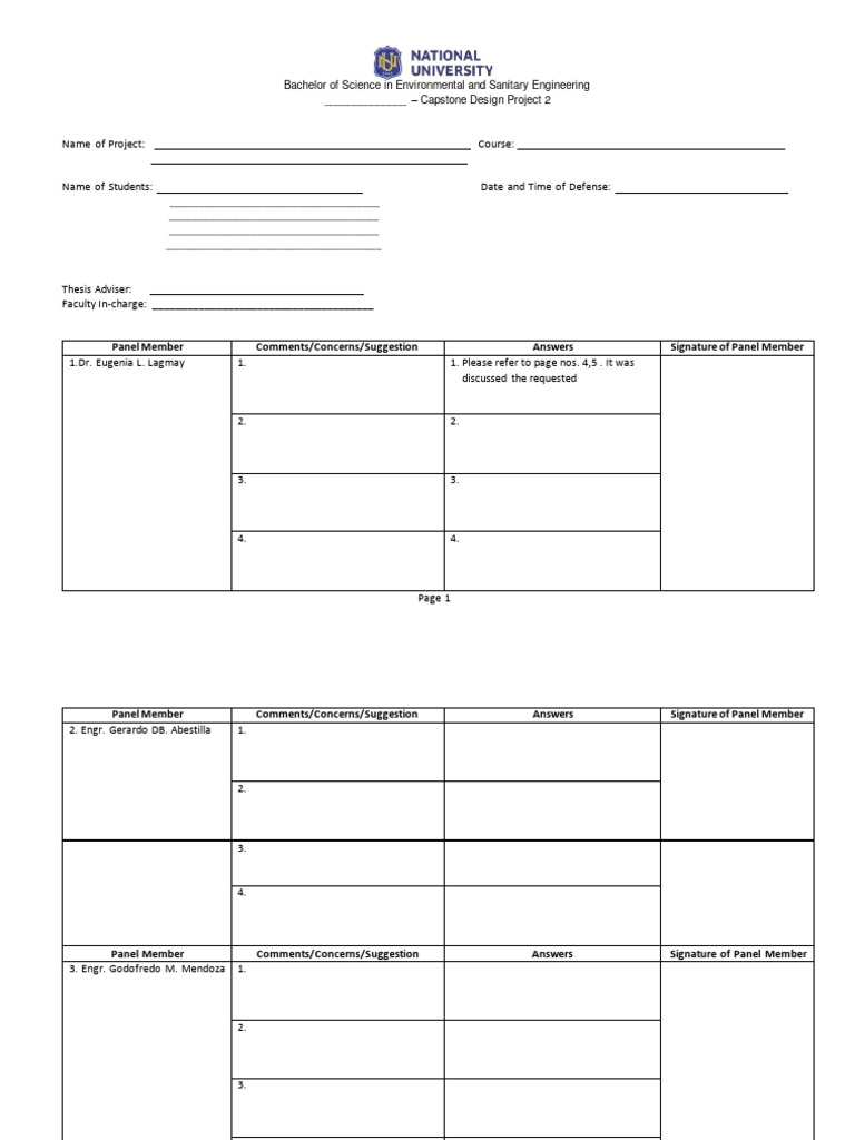 Capstone Project Defense Panel Format | PDF