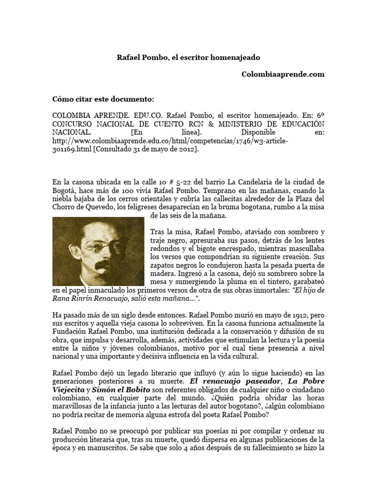 Quien Es Rafael Pombo | PDF