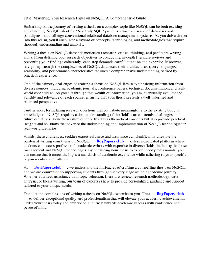 Research Paper On Nosql Pdf No Sql Databases