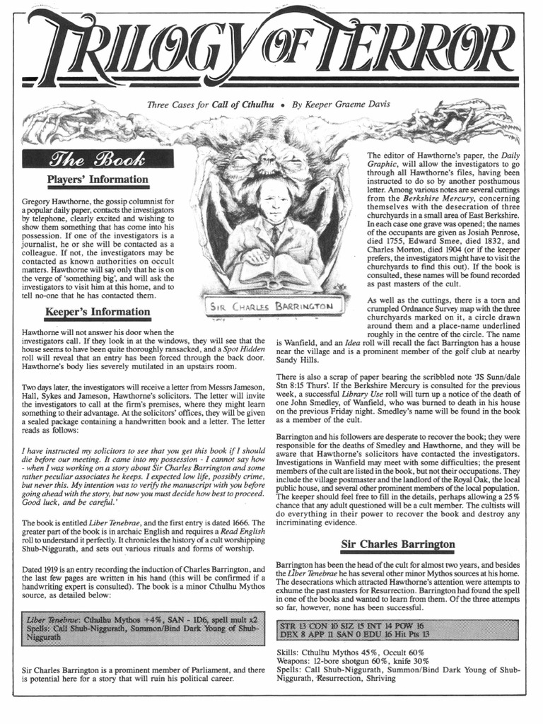 Call of Cthulhu - 1920 - Trilogy of Terror | PDF