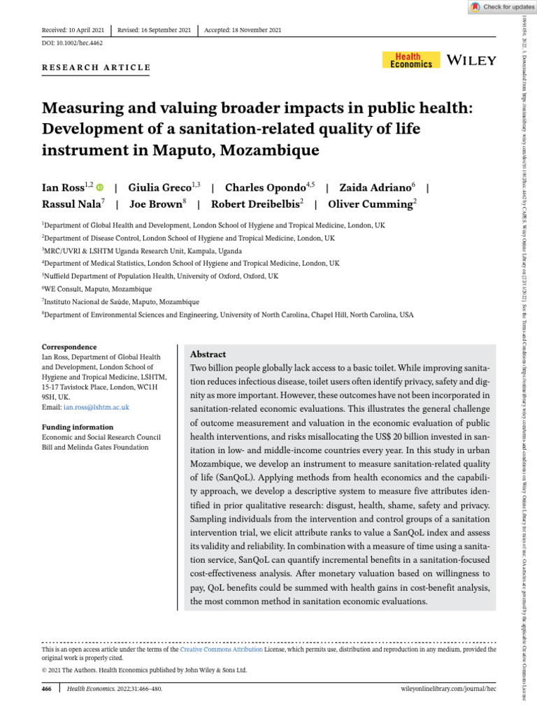 Health Economics - 2021 - Ross - Measuring and Valuing Broader Impacts ...