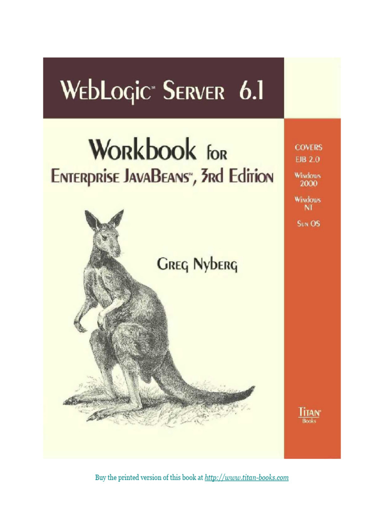 WebLogic Server 6.1 Workbook For Enterprise JavaBeans 3rd | PDF ...