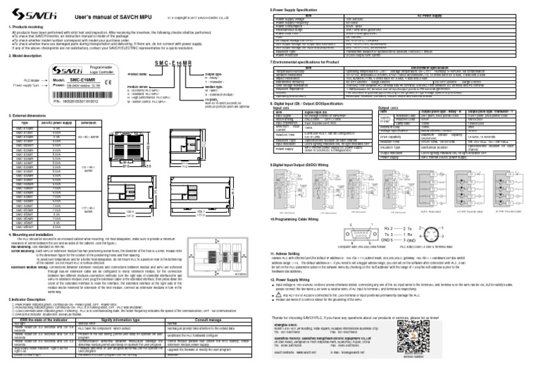 SMC-ESHM Series Programmable Logic Controller MPU | PDF | Power Supply | Programmable Logic ...
