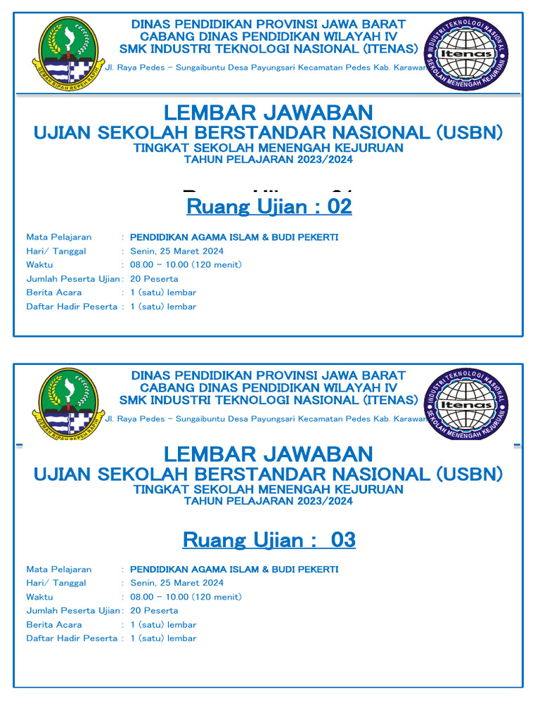 Sampul Soal Ujian Sekolah SMK | PDF