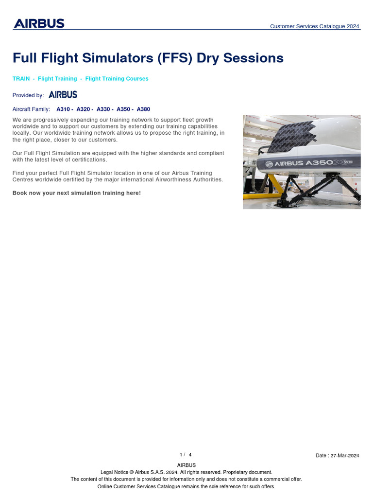 Full Flight Simulators (FFS) Dry Sessions - 27032024 | PDF | Airbus ...