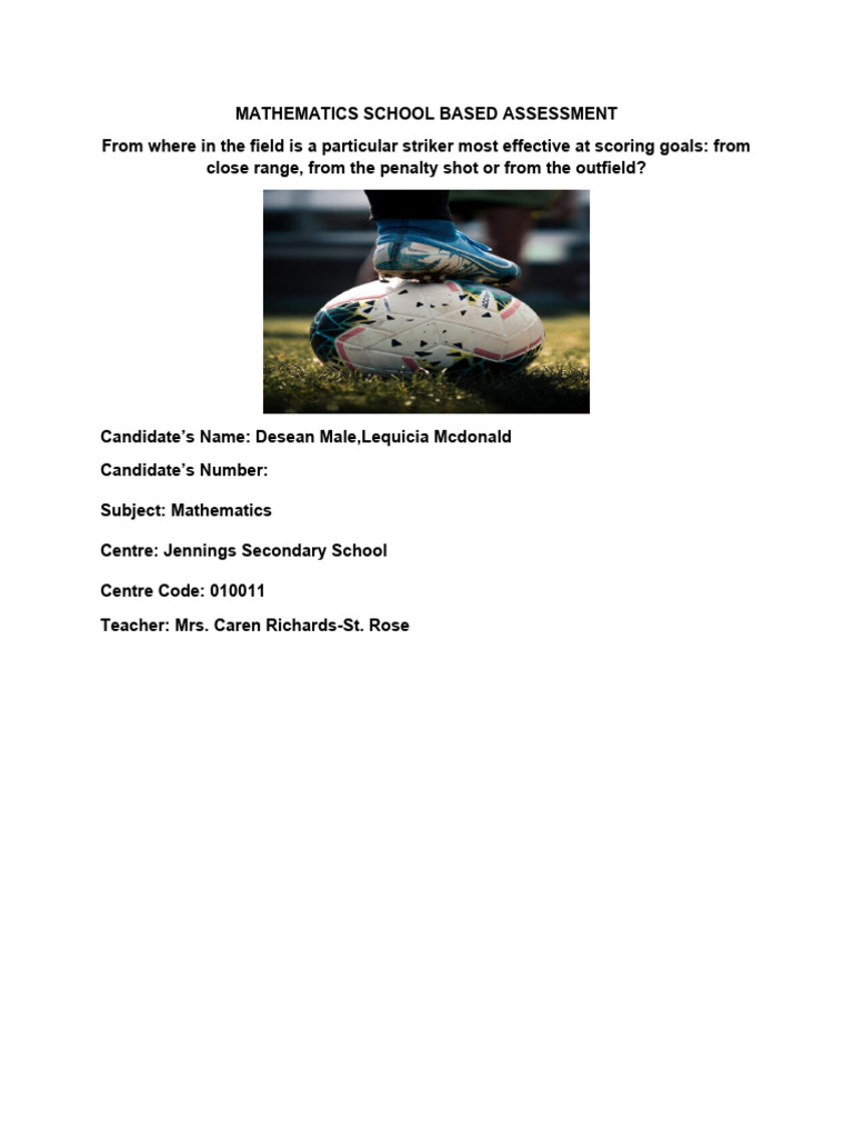 Mathematics School Based Assessment | PDF | Experiment | Association ...