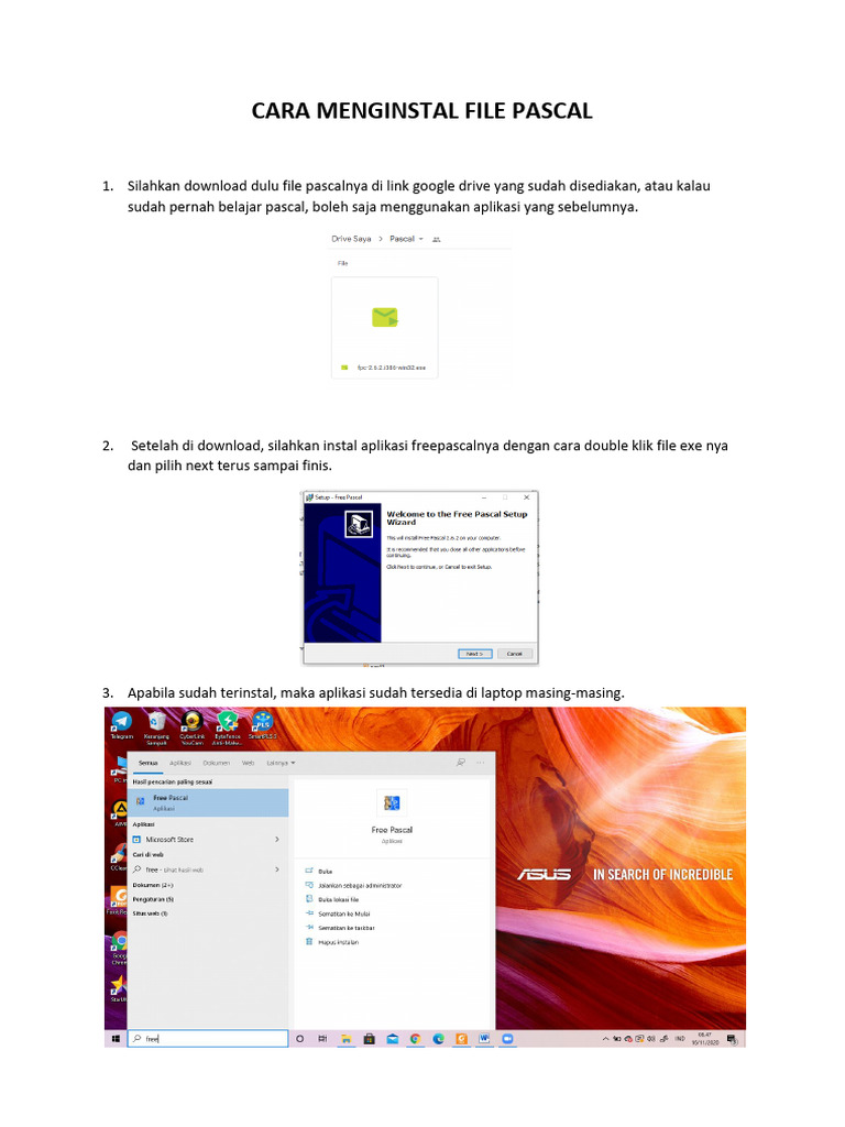 Tata Cara Instal Dan Praktek Freepascal | PDF