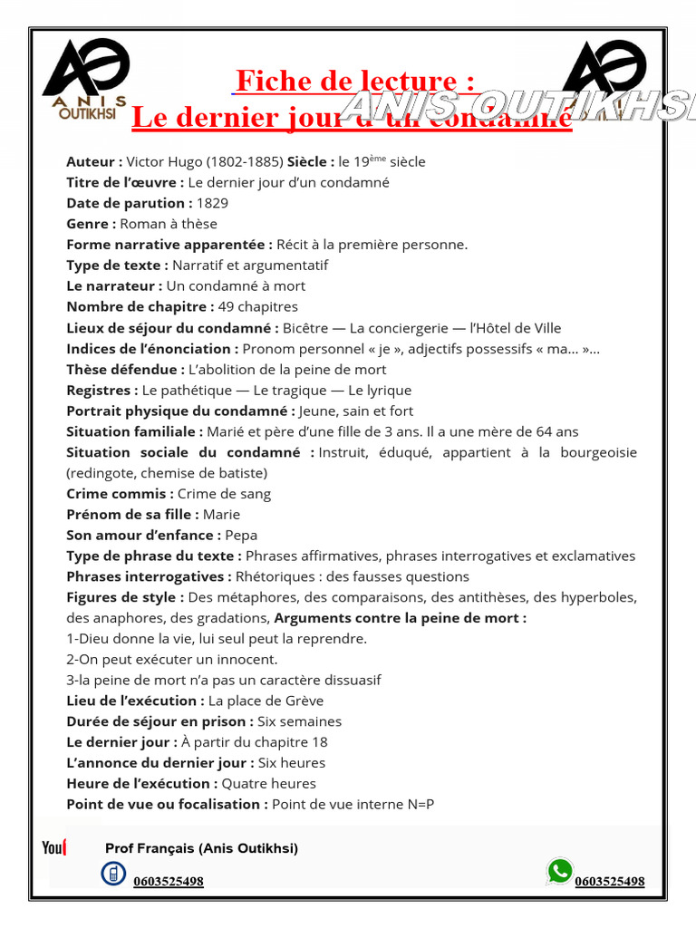 Fiche de lecture : Le Dernier Jour | PDF | Sciences sociales