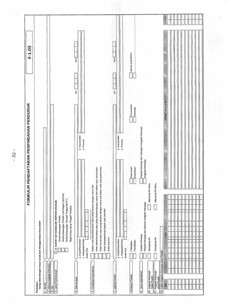 Formulir Pindah Dafduk F1-03 | PDF
