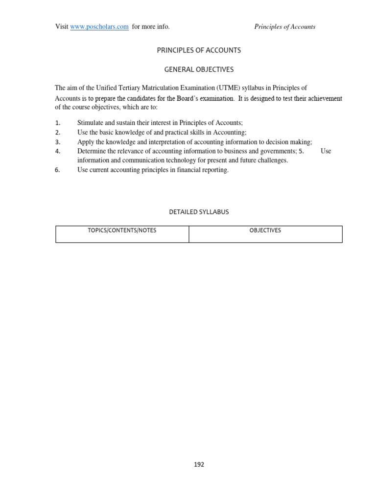 Principles of Accounts Syllabus | PDF | Debits And Credits | Valuation ...