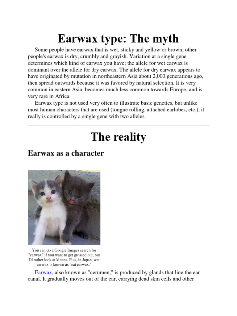 Earwax type | PDF | Genetics | Biology