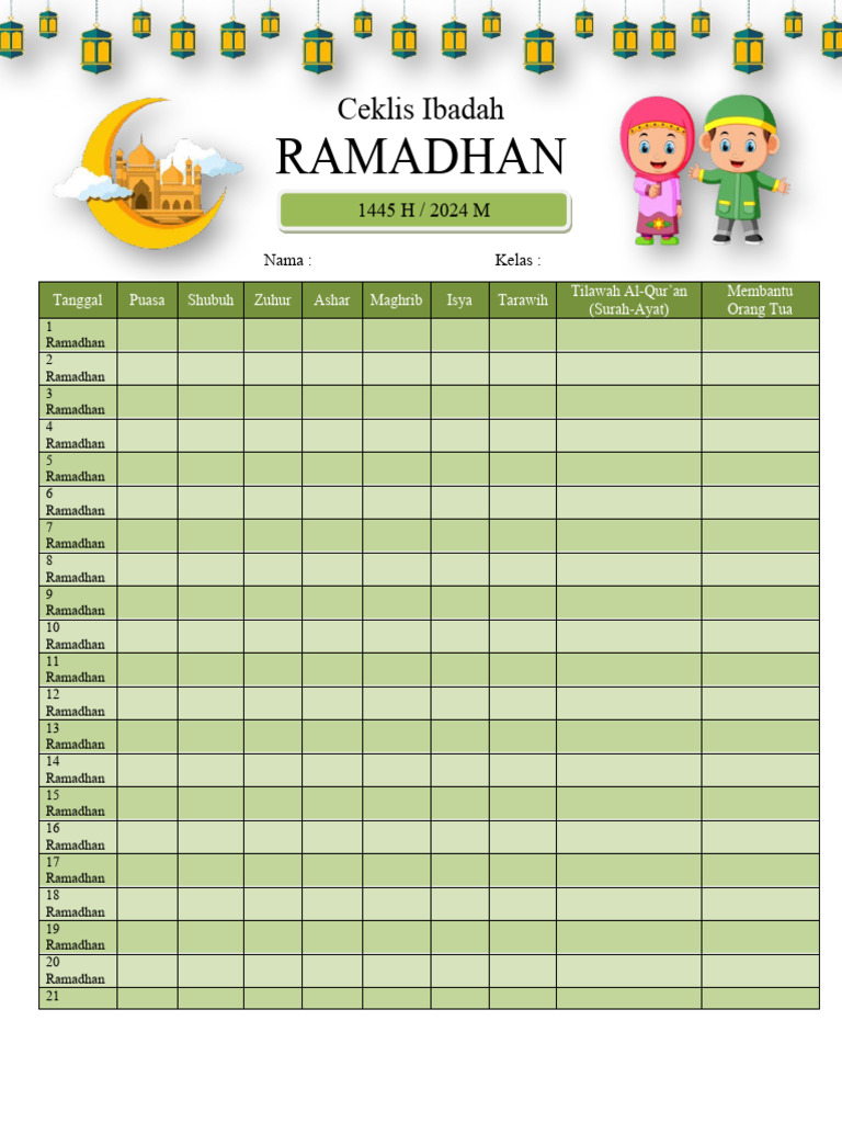 Ceklis Ibadah Ramadhan 1445 H | PDF | Religion & Spirituality