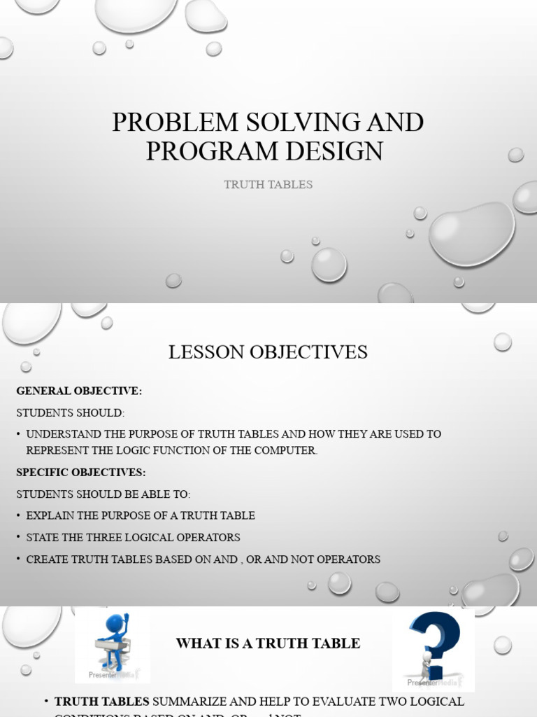 Lesson 12 Truth Tables | PDF | Boolean Data Type | Computing