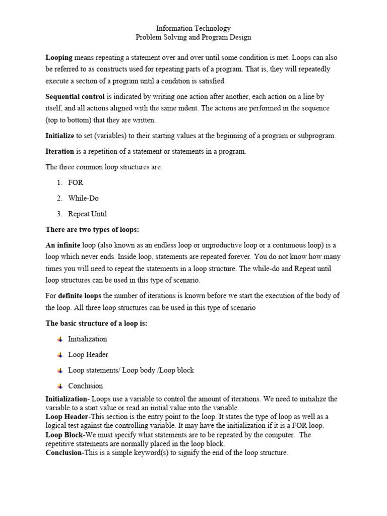 Loops Handout Lessoon 9 Pdf Control Flow Computing