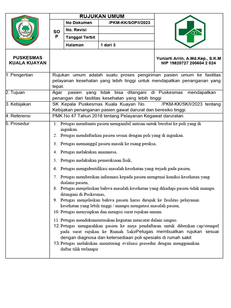 Master Sop Rujukan Umum | PDF
