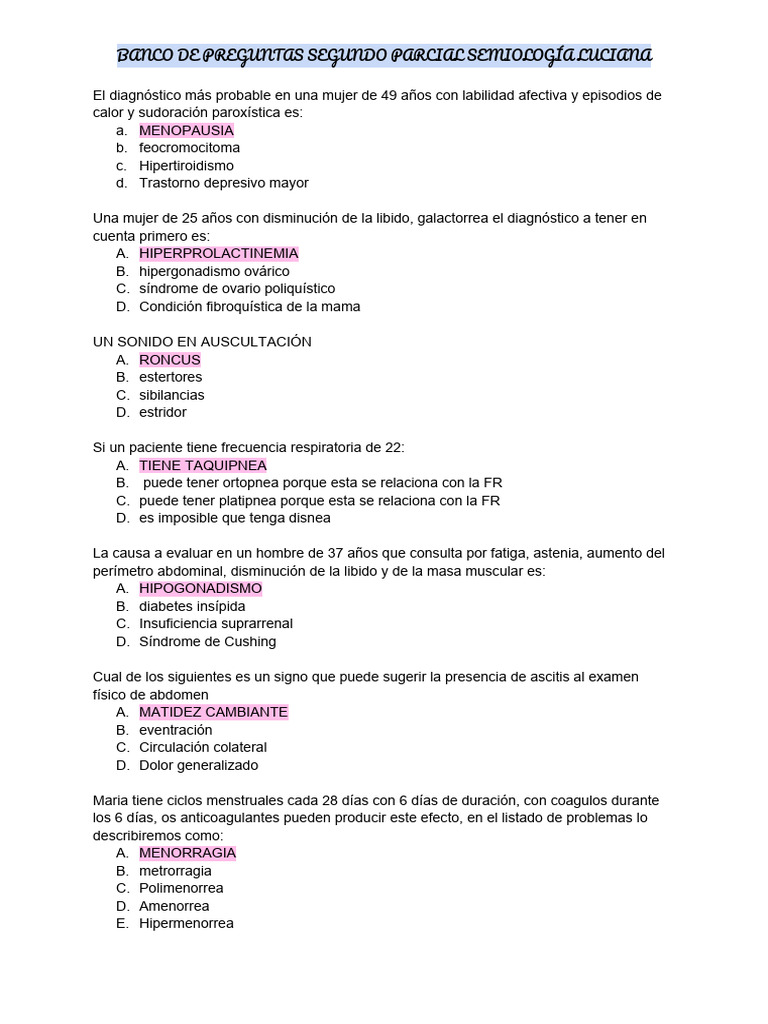 Patron Segundo Parcial Semio | PDF | Osteoartritis | Isquemia