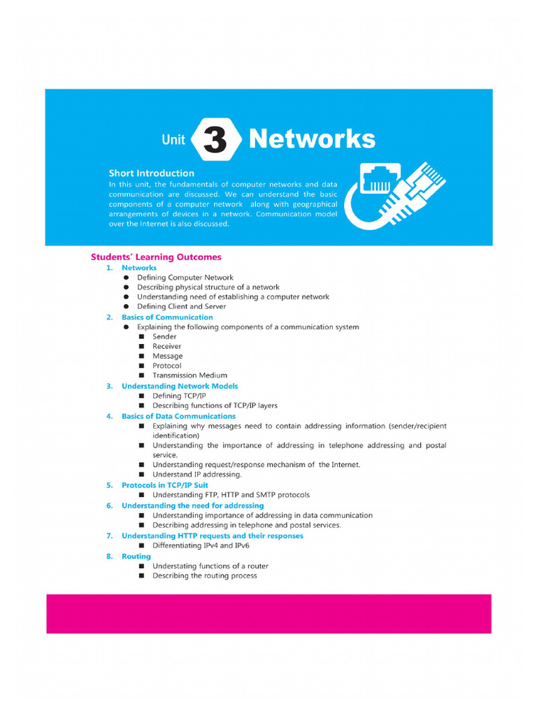 9th Class Computer Science CH 3 Networks English Medium | PDF