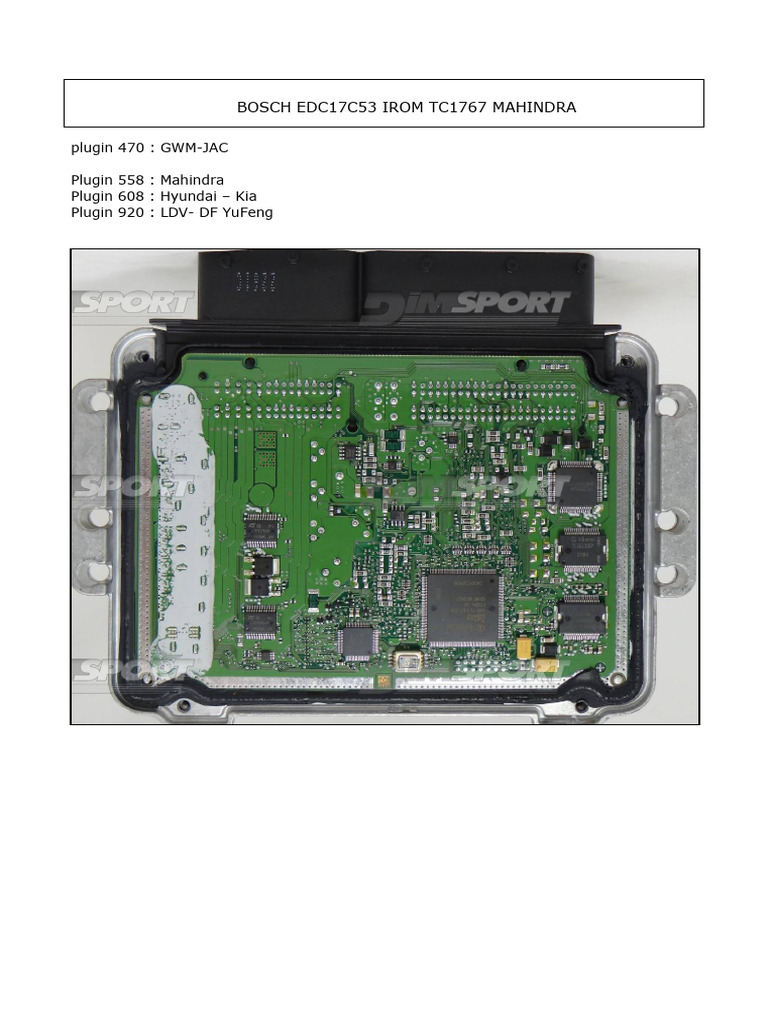 Bosch Edc17c53 Irom tc1767 Mahindra | PDF