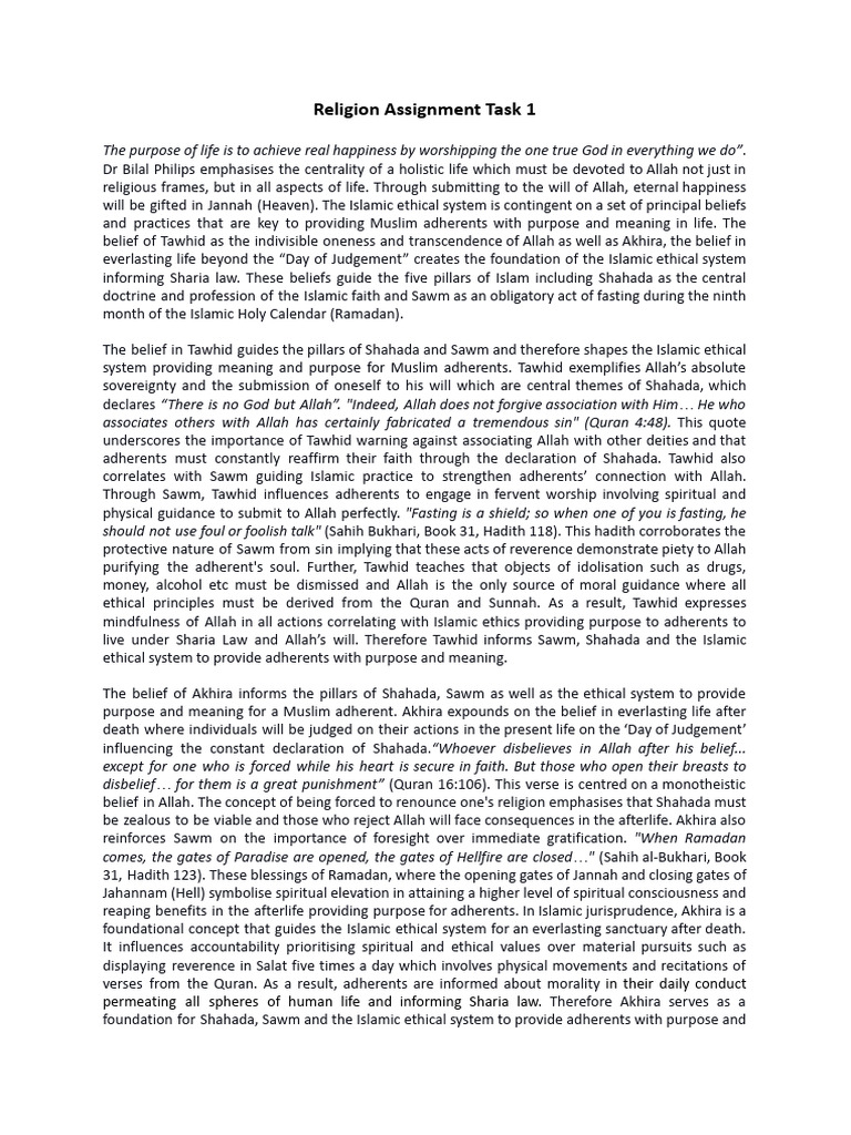 Religion Assignment Task 1 | PDF