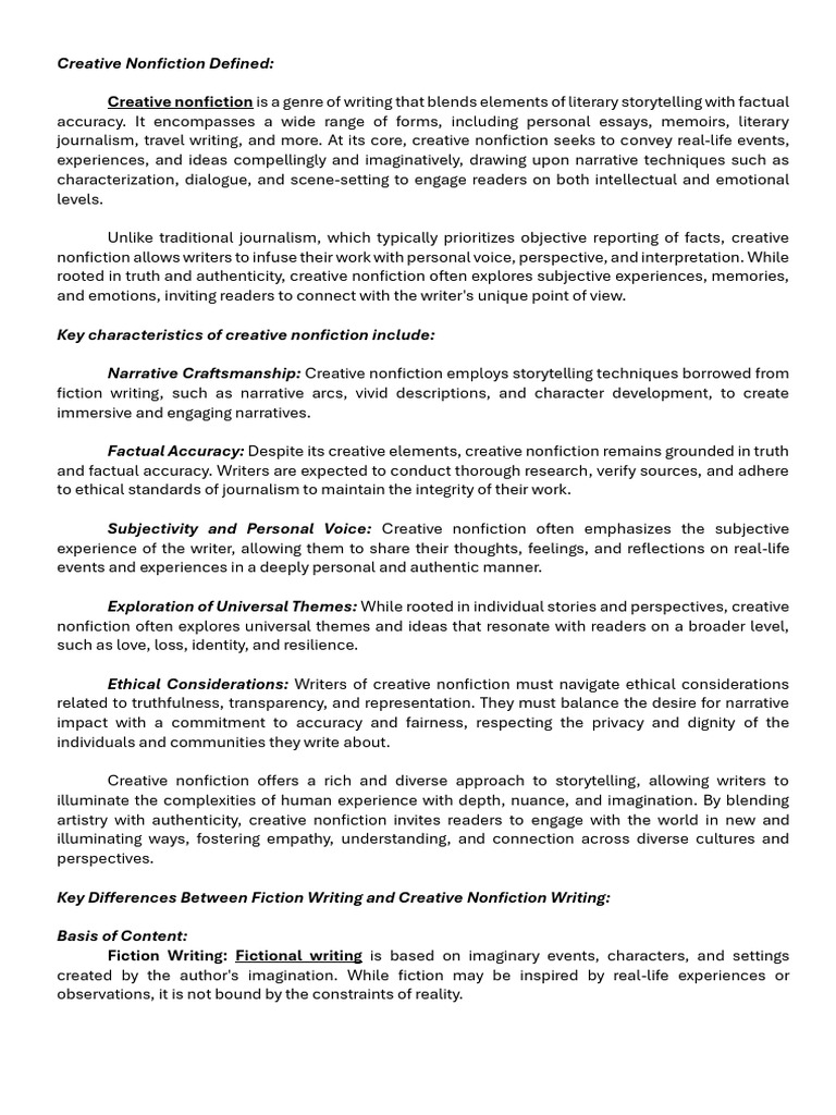 Creative-Nonfiction Reviewer | Download Free PDF | Narration | Creative ...