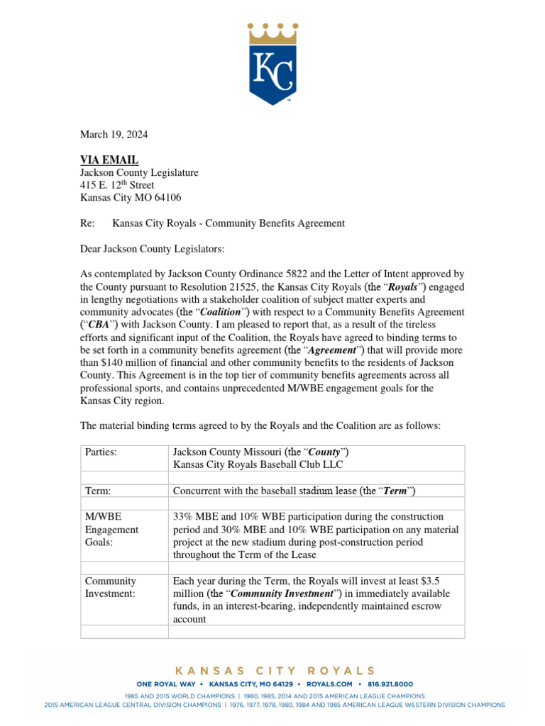 Royals' $140M Community Pact | PDF | Economies