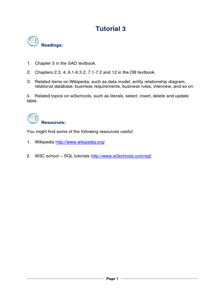Tutorial 3 | PDF | Relational Database | Sql