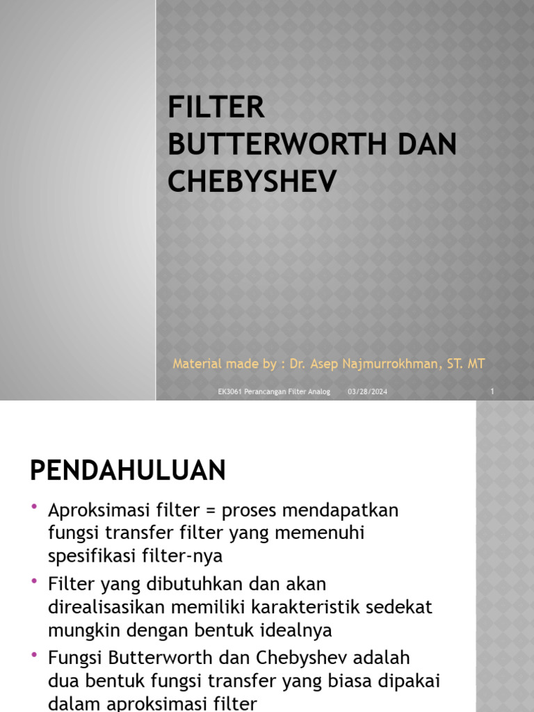 PFA 4 - Filter Butterworth Dan Chebyshev | PDF